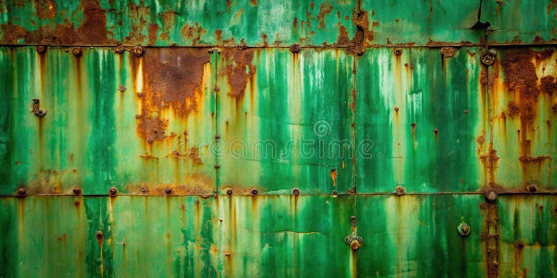 Rustic Green Metal Panel with Extensive Rust and Patina. Generative AI ...