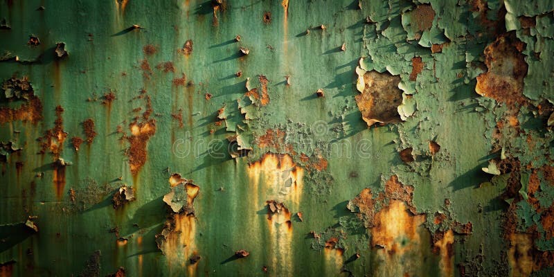 Rustic Green Metal Surface with Extensive Rust and Peeling Paint ...