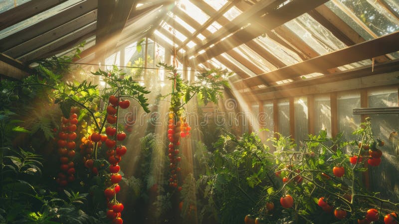 A Rustic Greenhouse in a Countryside Setting, Filled with Plants and ...