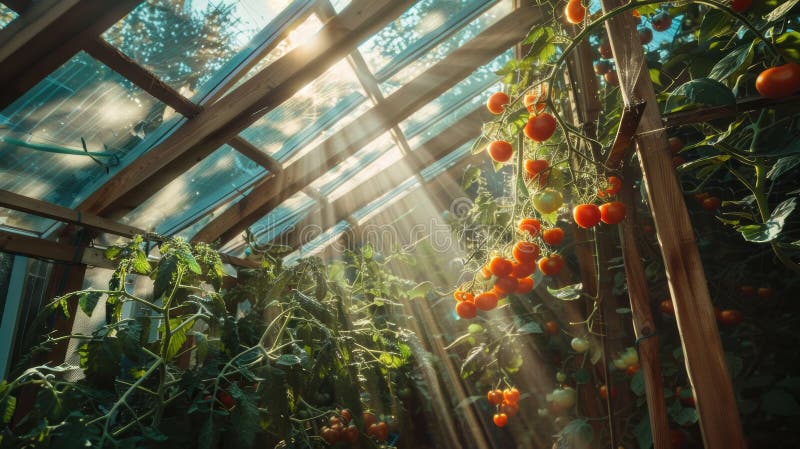 A Rustic Greenhouse in a Countryside Setting, Filled with Plants and ...