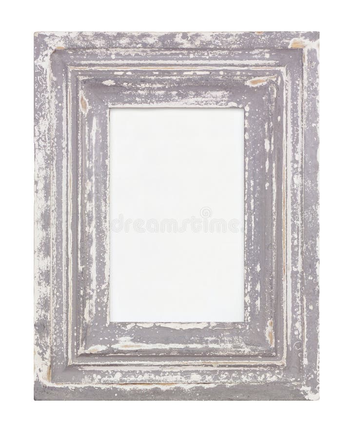 Rustic Grey Wooden Frame with Copy Space Isolated on White Stock Photo ...