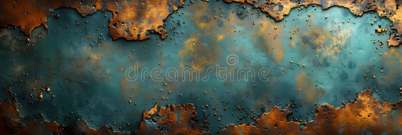 Rustic Grunge Texture: Turquoise-Lit Metal Surface with Intricate Rust ...