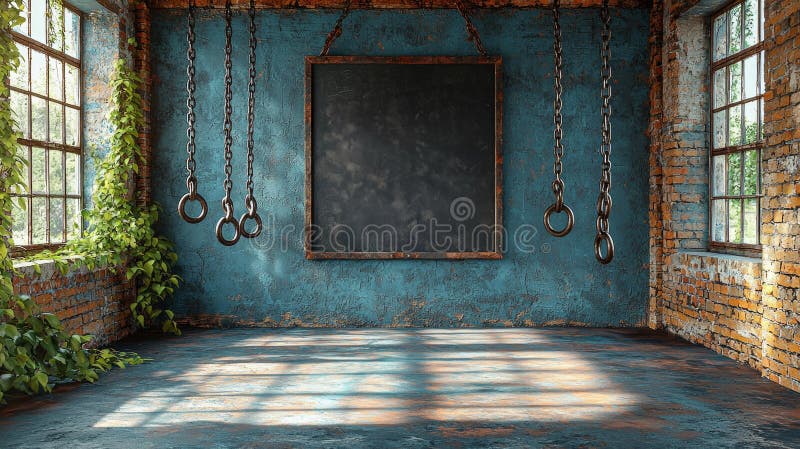 Rustic Gym Space Features an Empty Room Adorned with Heavy Chains on ...