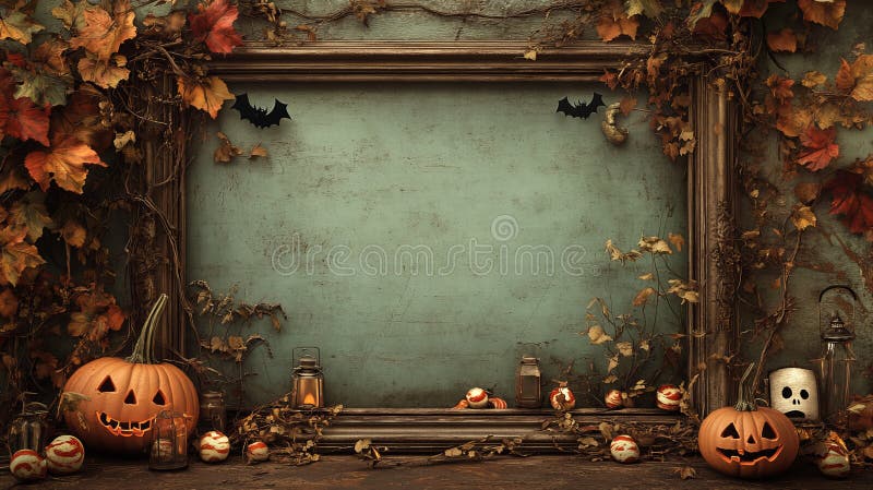 Rustic Halloween Frame with Spooky Vibe. Stock Illustration ...