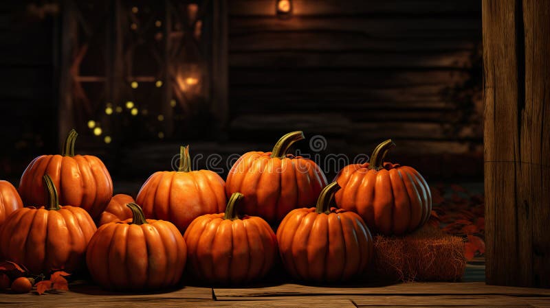 Rustic Halloween Pumpkin Display at Night Stock Image - Image of life ...