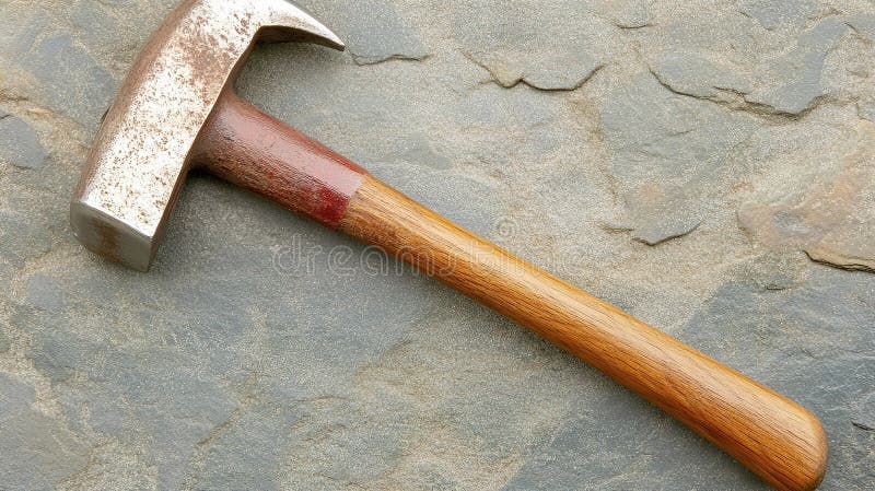 Rustic Hammer on Stone, Outdoors, Background Blurred, Tool Use Stock ...
