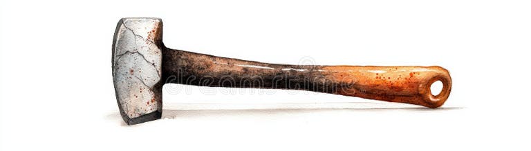 Rustic Hammer with a Worn Wooden Handle Ideal for Construction ...