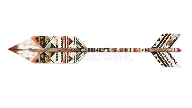 Rustic Hand Drawn Boho Arrow with Tribal Patterns and Earthy Colors ...