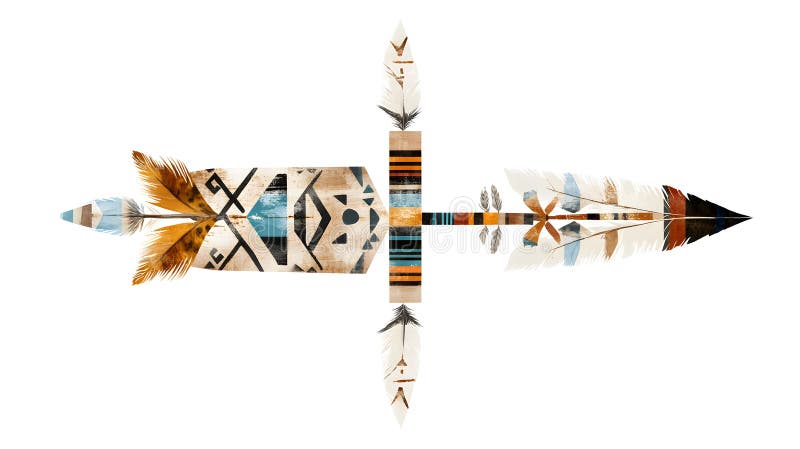 Rustic Hand Drawn Boho Arrowhead with Bold Geometric Patterns and ...