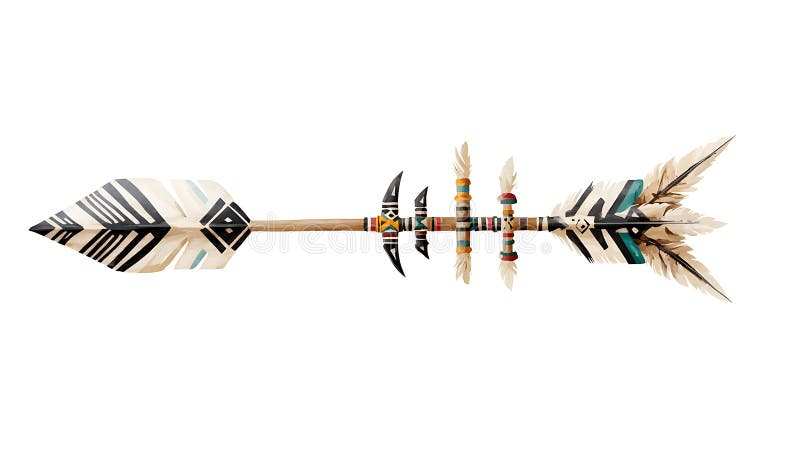 Rustic Hand Drawn Boho Arrowhead with Bold Geometric Patterns and ...