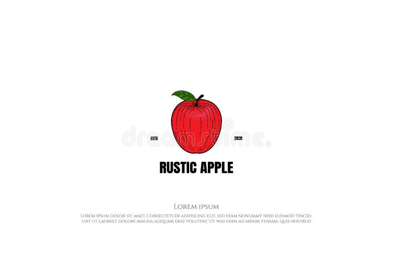 Rustic Hand Drawn Fresh Fruit Apple Logo Design Vector Stock Vector ...