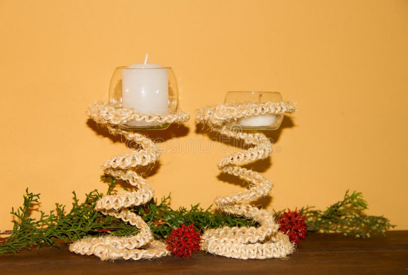 Rustic Handmade Candlesticks Stock Photo - Image of candle, glass ...