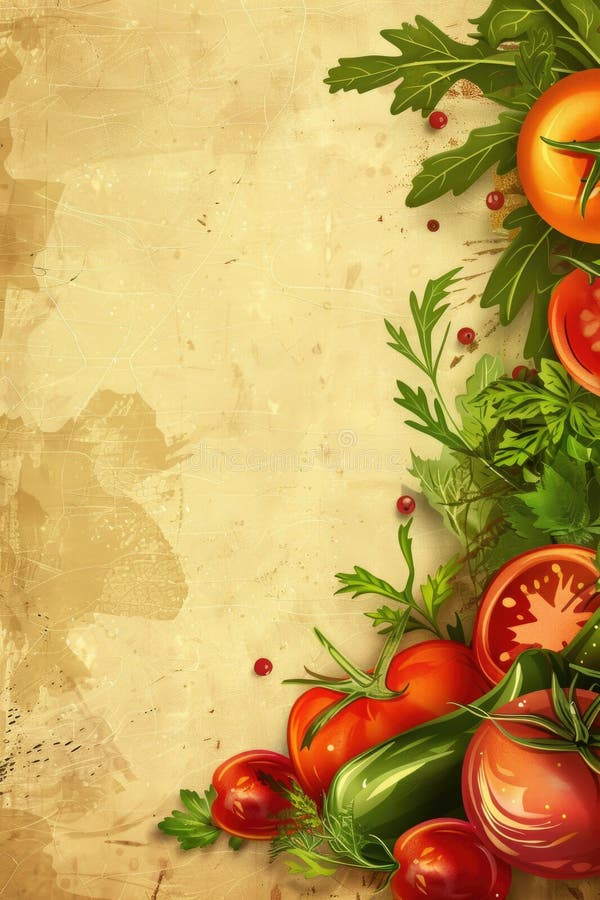 Rustic Harvest Background with Vegetables and Botanical Illustrations ...