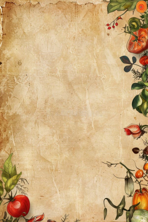 Rustic Harvest Background with Vegetables and Botanical Illustrations ...