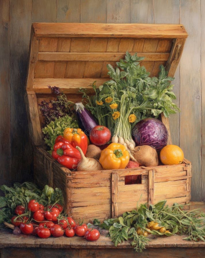 Rustic Harvest: Fresh Vegetables in Wooden Crate Display Stock Photo ...