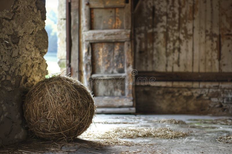 Rustic Hay Bale in Old Barn Stock Illustration - Illustration of ...