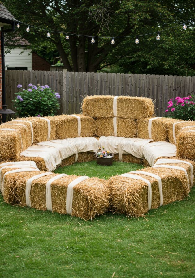 Rustic Hay Bale Seating Arrangement Garden Stock Photos - Free ...
