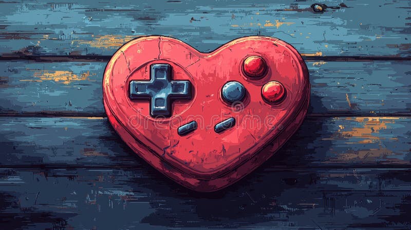 Rustic Heart-shaped Game Controller on Wooden Surface Stock Photo ...