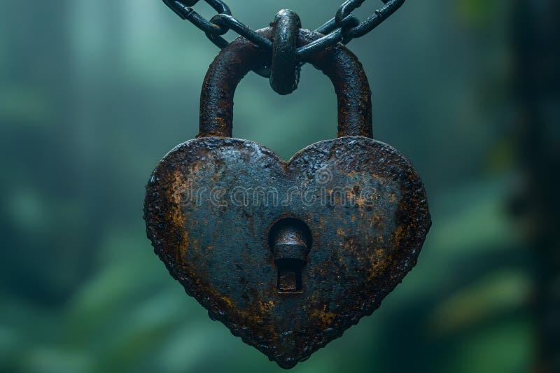 Rustic Heart-Shaped Lock Symbolizing Security and Love in a Natural ...