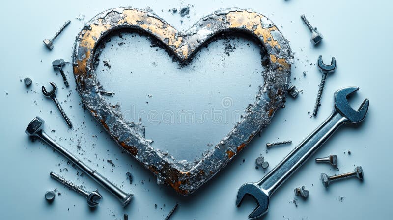 Rustic Heart-shaped Metal with Tools Symbolizing a Father S ...