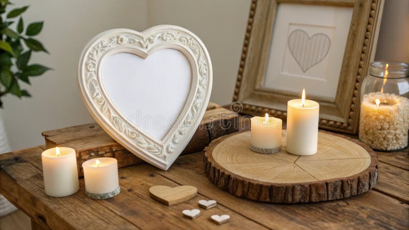 Rustic Heart-themed Decor with Candles and Wood Elements for a Cozy ...