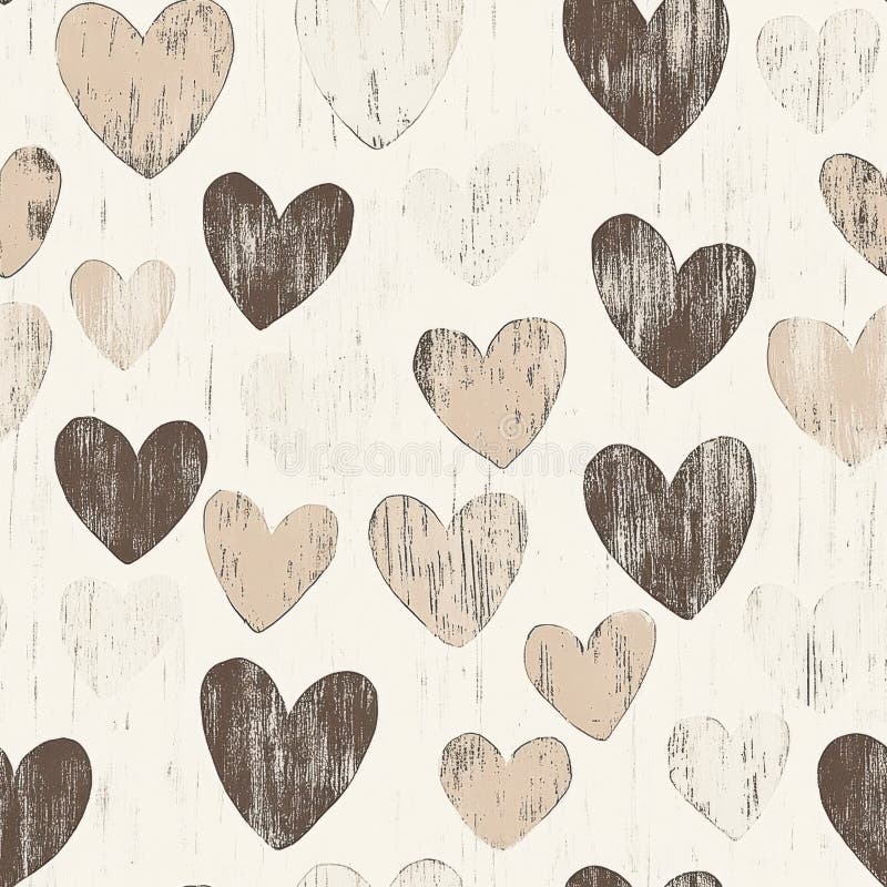 Rustic Hearts Pattern on Distressed Wood Background for Romantic Design ...