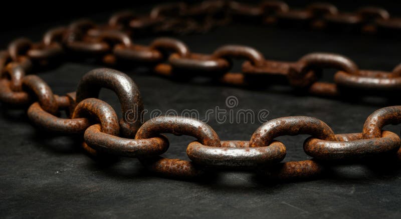 Rustic Heavy Iron Chains on Dark Stone Surface Stock Photo - Image of ...