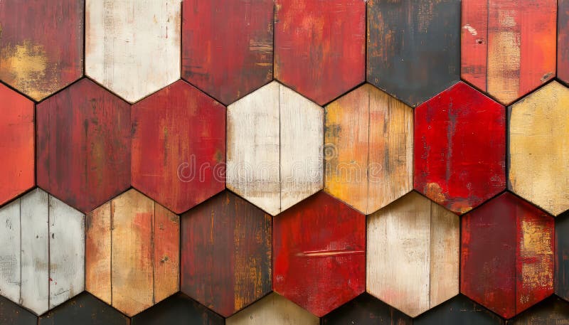Rustic Hexagon Wood Wall Pattern, Reclaimed Lumber Texture, Geometric ...