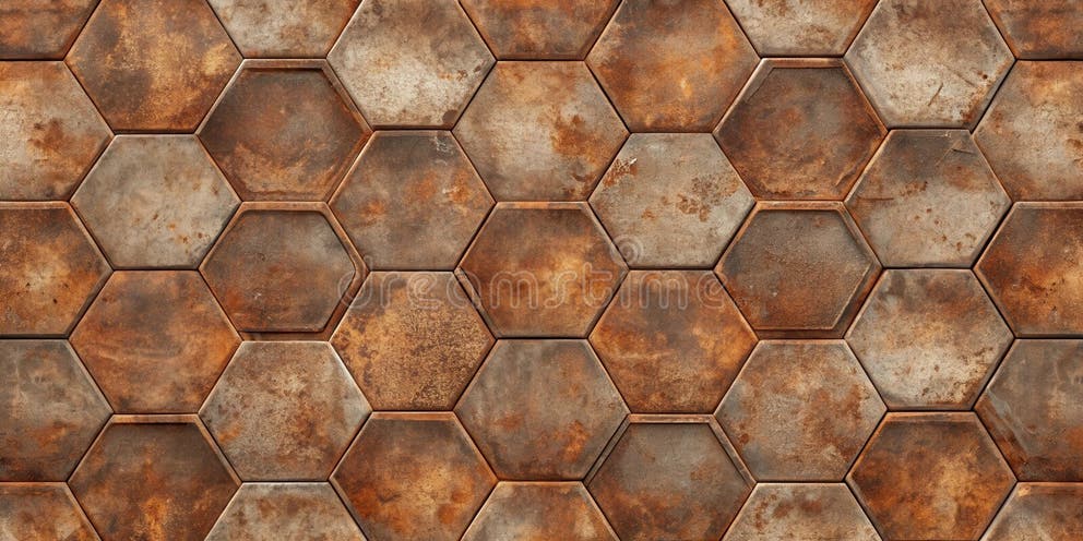 Rustic Hexagonal Tile Pattern a Seamless Texture of Aged, Earthy Tones ...