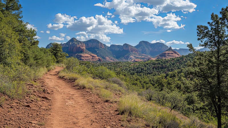 A Rustic Hiking Trail with Scenic Views and Well-worn Paths Stock Photo ...