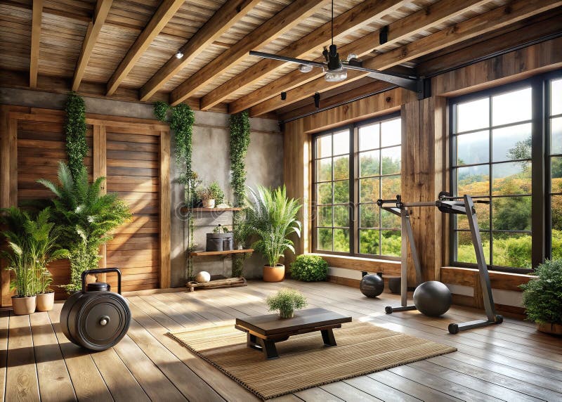 Rustic Home Gym Repurposed Tech Natural Elements for a Unique Workout ...