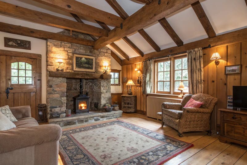 Rustic Home Interior Design Stock Image - Image of design, materials ...