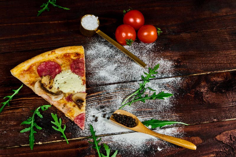 Rustic Home Made Mushroom Pizza. Stock Photo - Image of fast, crust ...