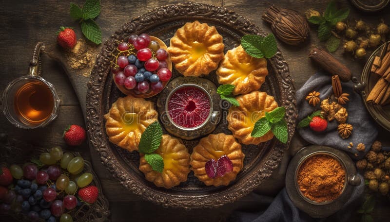 Rustic Homemade Berry Dessert on Wooden Table Generated by AI Stock ...