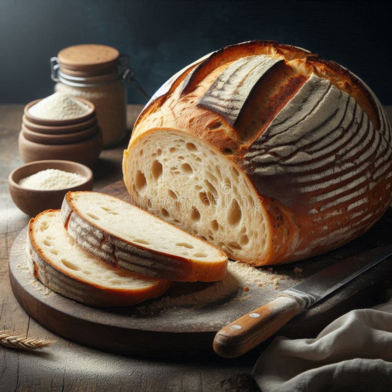 Rustic Homemade Bread Loaf, Sliced To Reveal a Soft, Inviting Interior ...