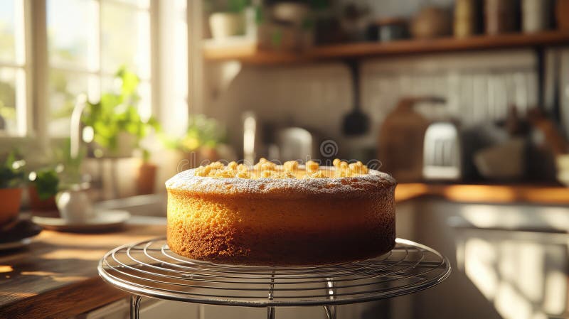 A Homemade Cake with a Rustic Look, Cooling on a Wire Rack in a Cozy ...