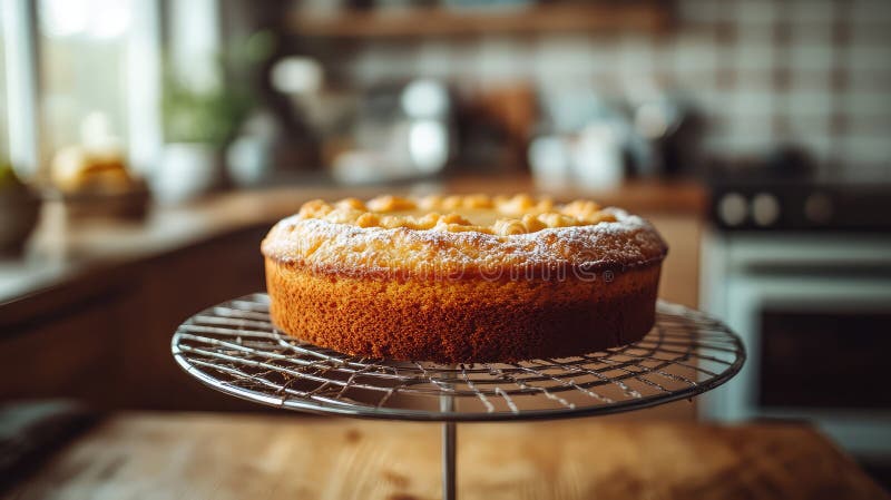 A Homemade Cake with a Rustic Look, Cooling on a Wire Rack in a Cozy ...