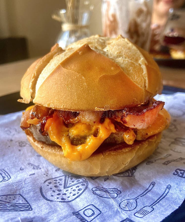 Rustic, Homemade and Crispy Burger Snack Stock Image - Image of brioche ...