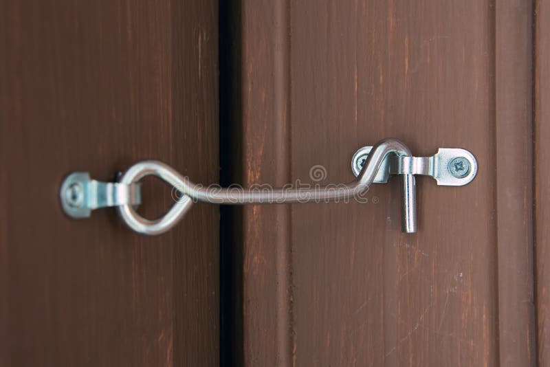 Rustic Hook and Eye Door Lock for Doors Locking. Stock Photo - Image of ...