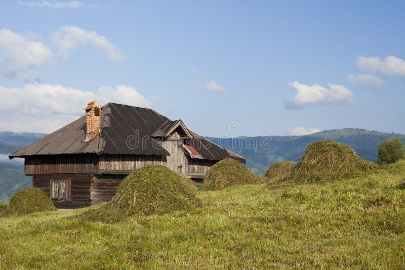 Rustic house stock image. Image of green, rural, field - 15446203