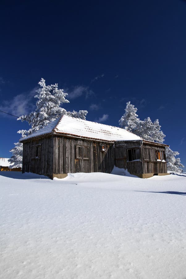 Rustic house in snow stock photo. Image of winter, loneliness - 7163068