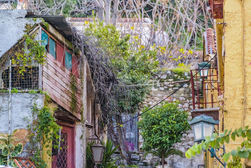 Rustic Buildings, Plaka District, Athens Stock Photo - Image of ...