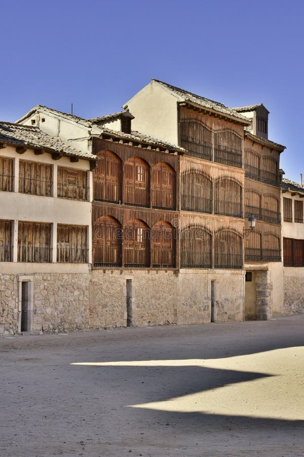 Rustic Houses in the Town Square in Spain Stock Photo - Image of ...