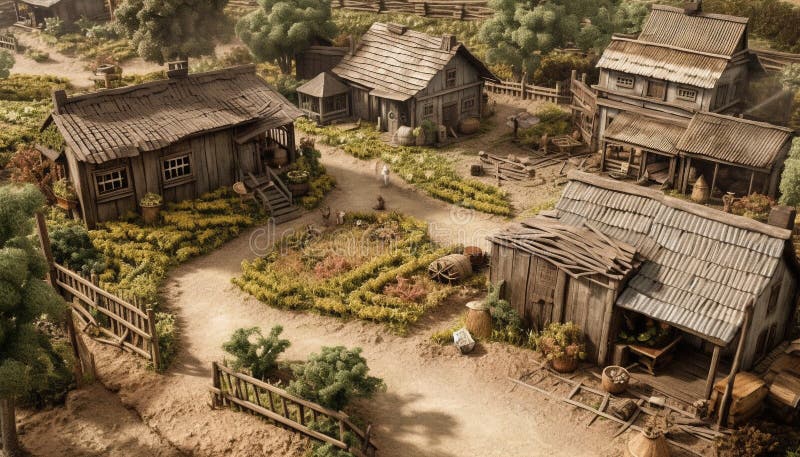 Rustic Hut on Rural Farm Surrounded by Forest and Mountains Generated ...