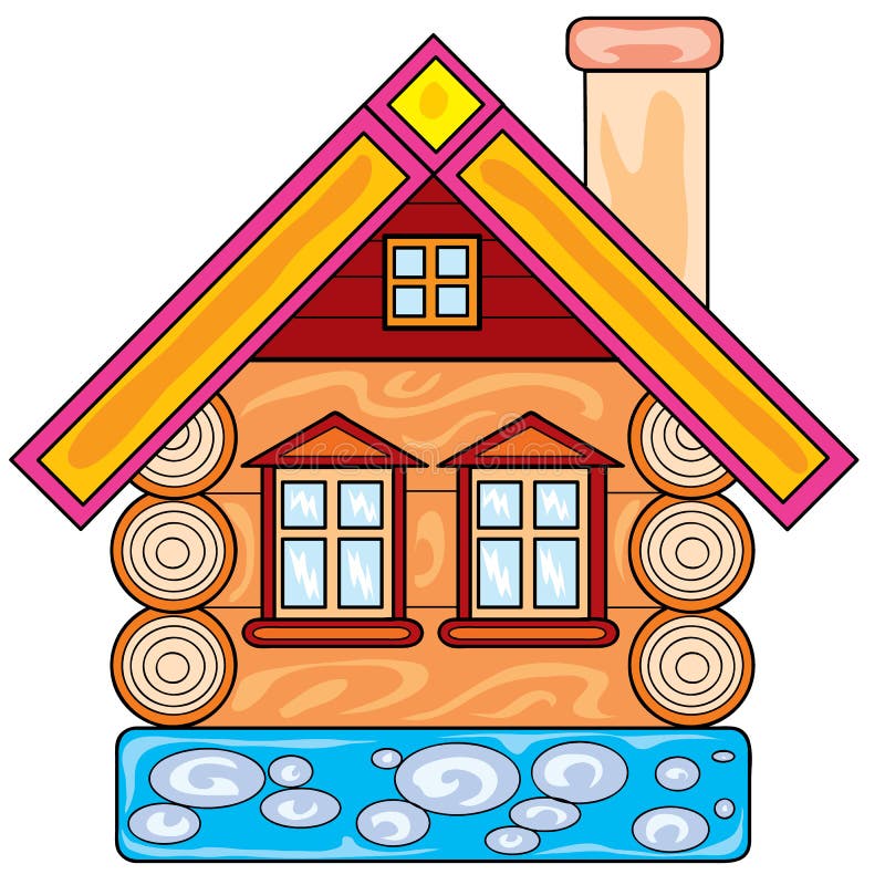 Rustic Hut on a Stone Foundation, Isolated Object on a White Background ...