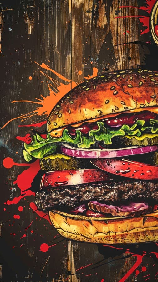 Rustic Illustrated Hamburger Menu Background. Generative Ai Stock ...