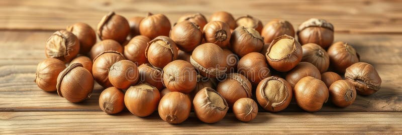 Hazelnuts: Young and Ripe on Wood Stock Illustration - Illustration of ...