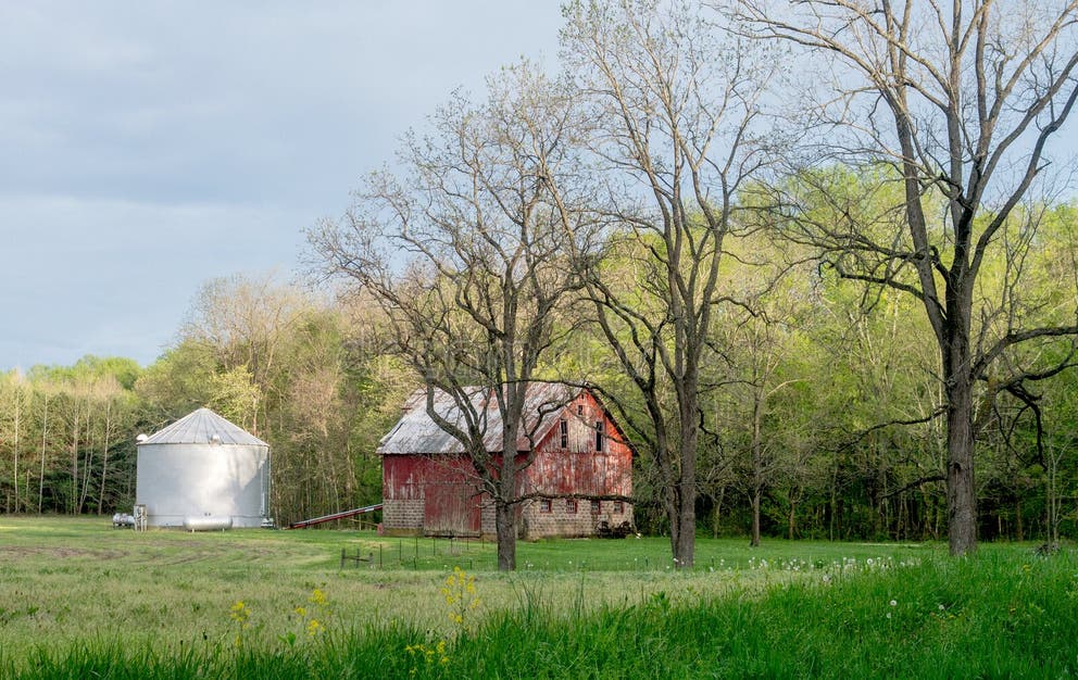 Rustic Indiana Barn and Silo Stock Photo - Image of rural, natural ...