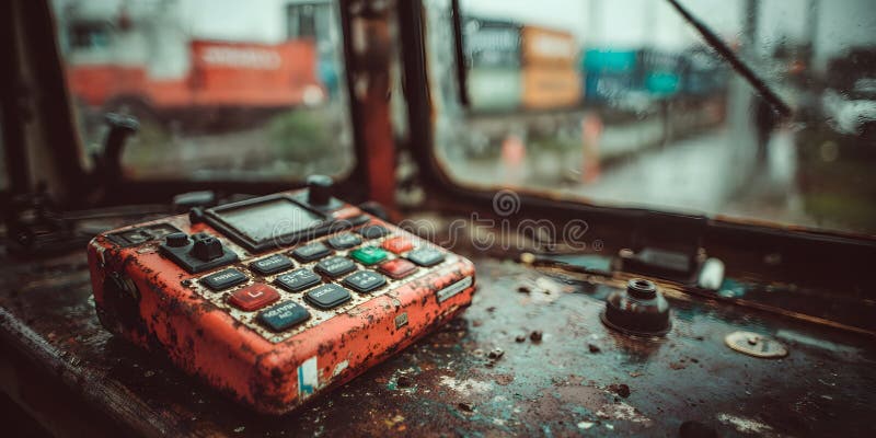 Rustic Industrial Control Panel Inside an Old Weathered Vehicle Cabin ...