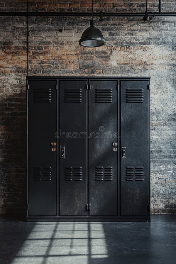 Industrial Lockers in the Workshop with Writing Stock Photo - Image of ...